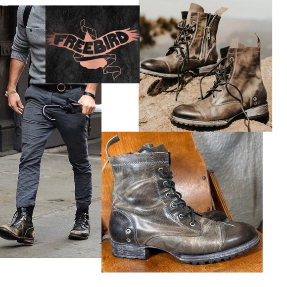 freebird | Shoes | Freebird Jarvis Distressed Combat Boots Shoe Gray ...